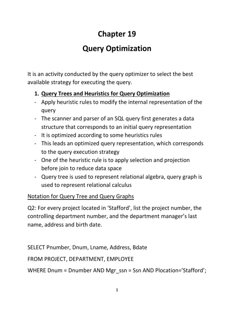 Query Trees and Heuristics For Query Optimization | PDF | Database ...