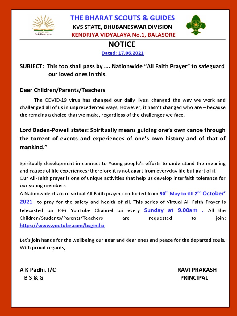 All Faith Prayer Notice | PDF