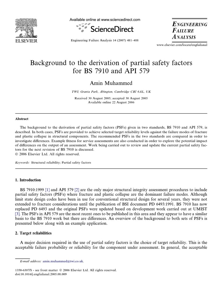 BS 7910 | PDF | Reliability Engineering | Strength Of Materials