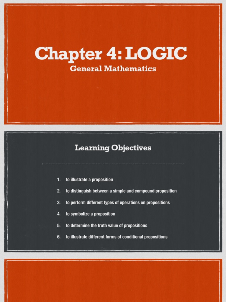 Gen Math - Chap 4 | PDF | Proposition | Logic