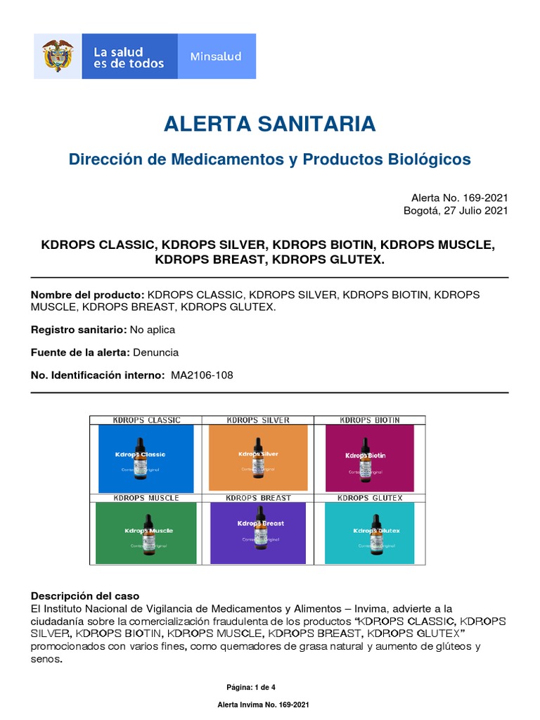 Alerta No - #169-2021 - Kdrops Classic, Kdrops Silver, Kdrops Biotin ...