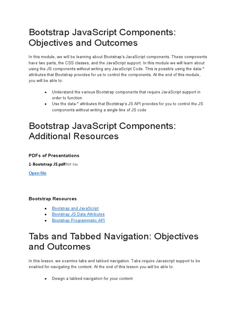 Bootstrap JavaScript Components | PDF | Bootstrap (Front End Framework ... Bootstrap JavaScript Components | PDF | Bootstrap (Front End Framework ...