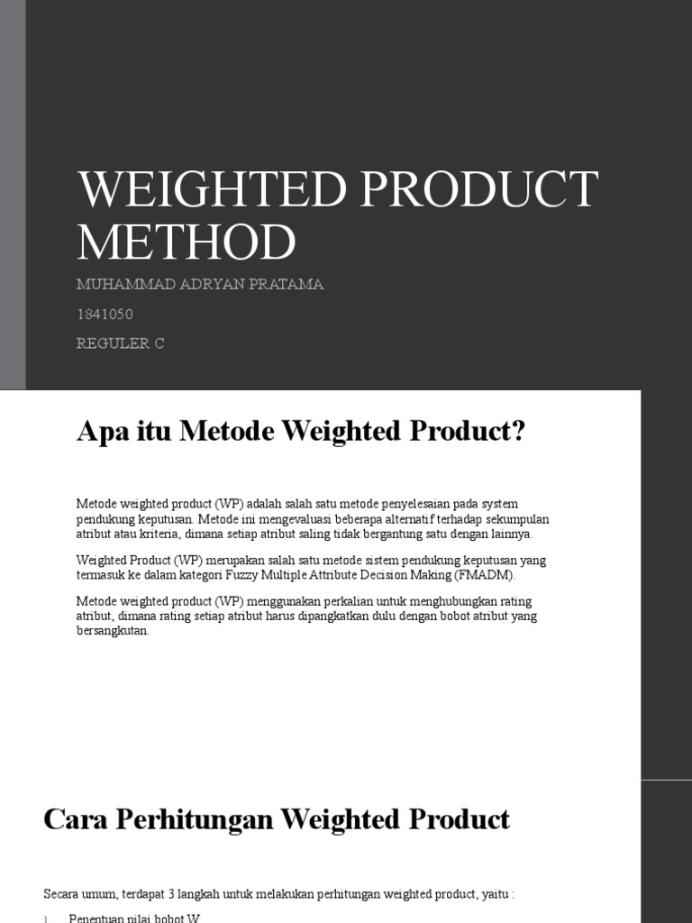 METODE Weighted Product | PDF