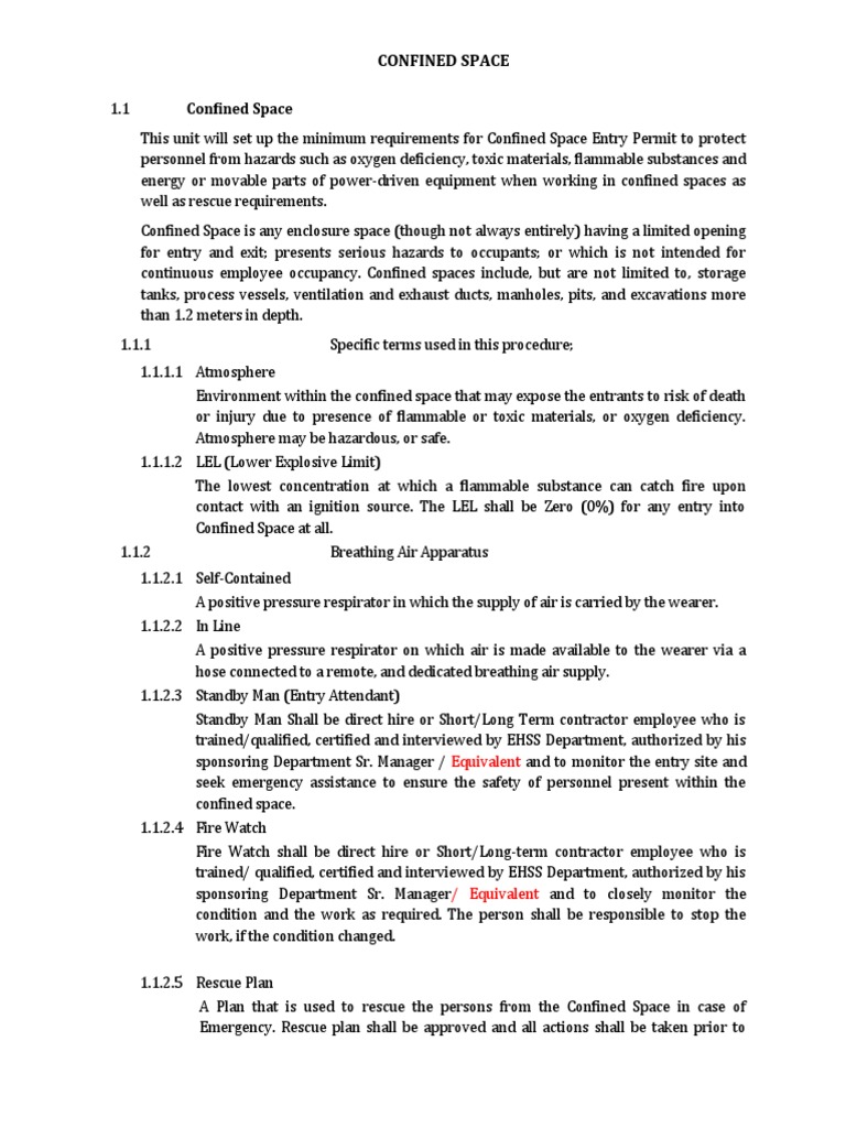 Confined Space SOP | Download Free PDF | Ventilation (Architecture ...