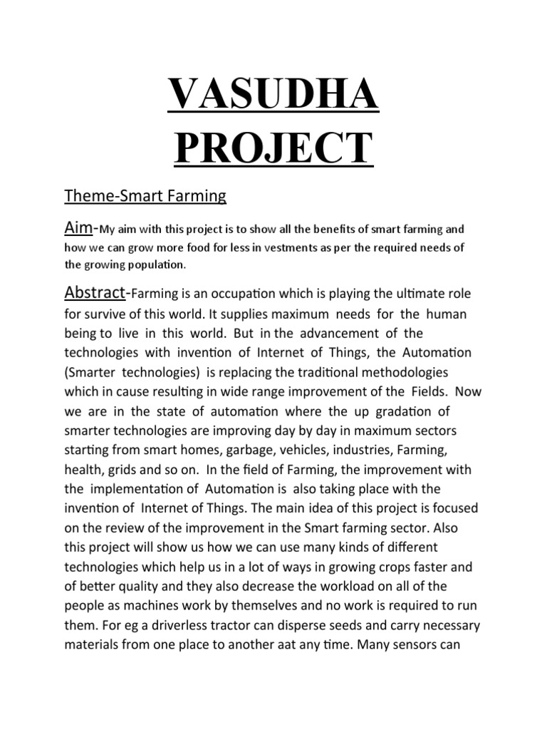 Vasudha Project: Theme-Smart Farming Aim | PDF | Agriculture