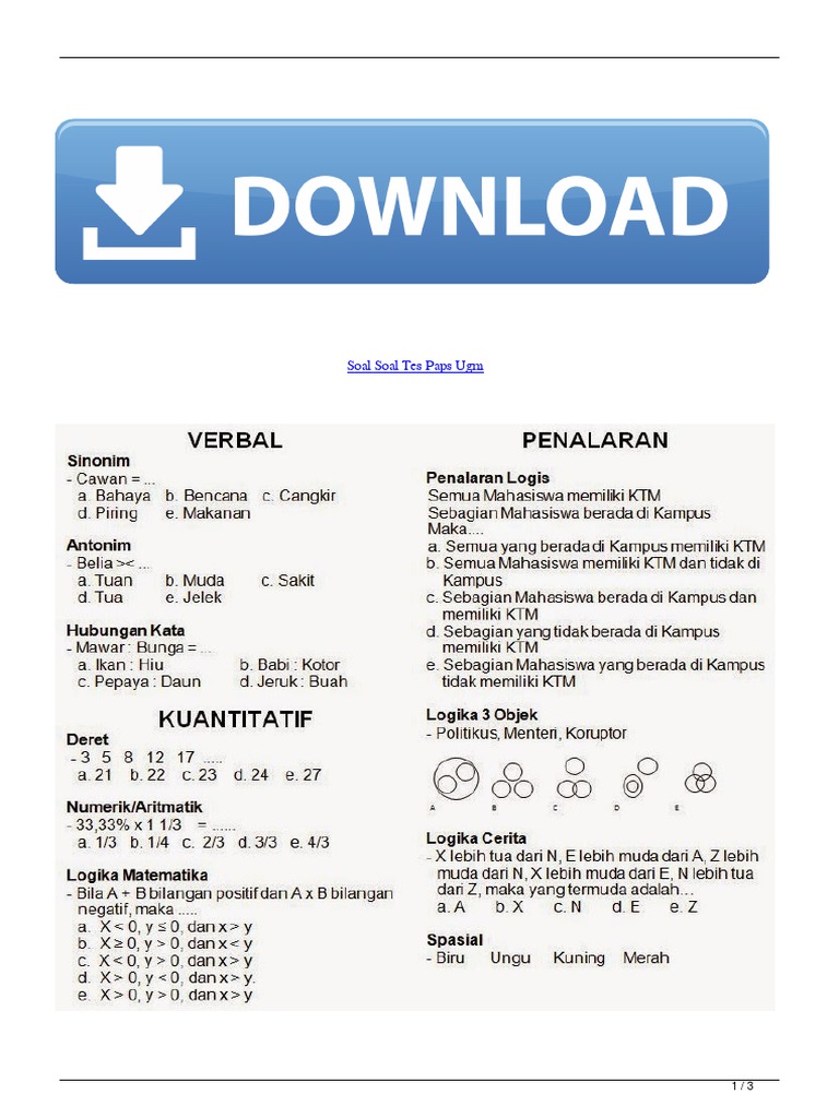 Soal Soal Tes Paps Ugm | PDF