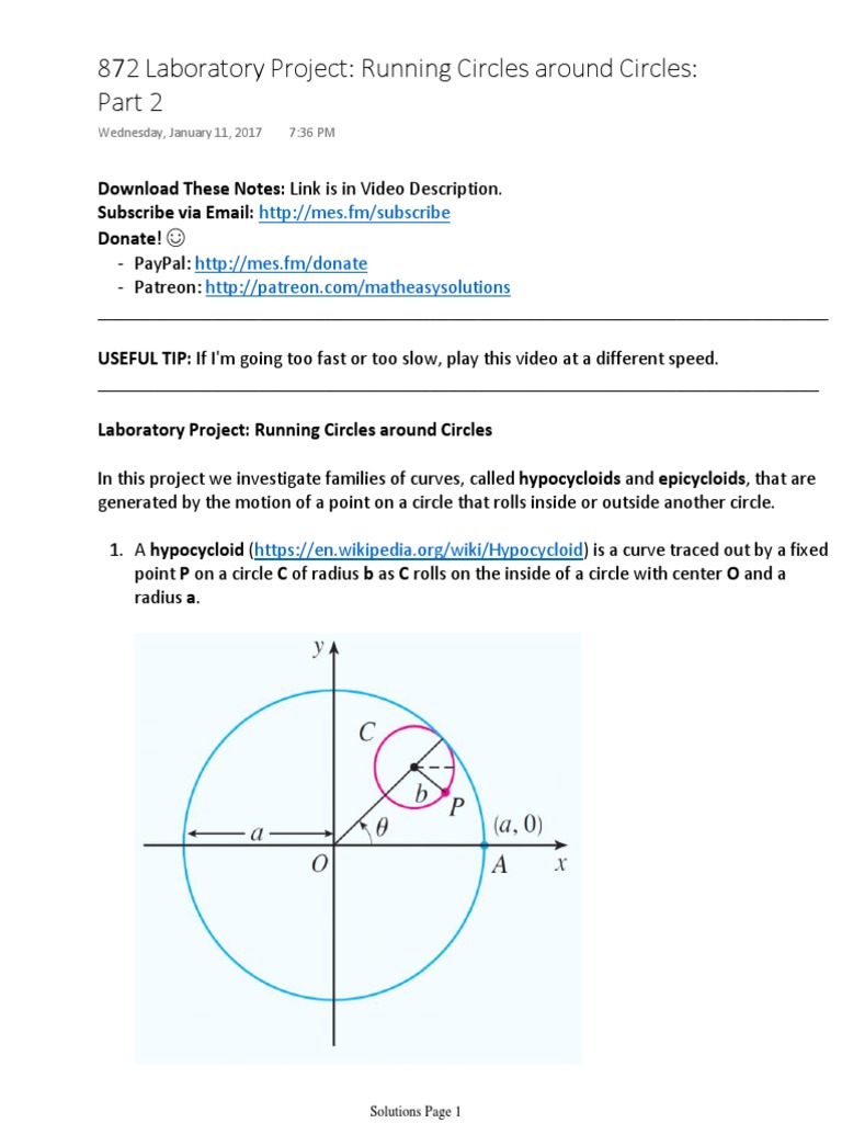Laboratory Project Running Circles Part 2 | PDF | Equations | Circle