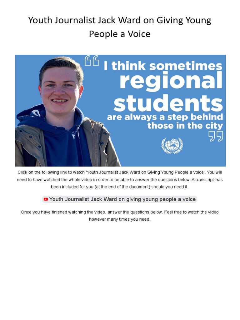 Youth Journalist Jack Ward On Giving Young People A Voice | PDF ...