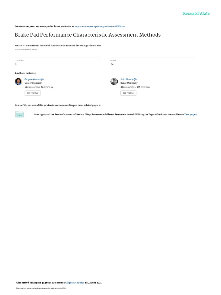 Brake Pad Testing Methods | PDF | Wear | Friction