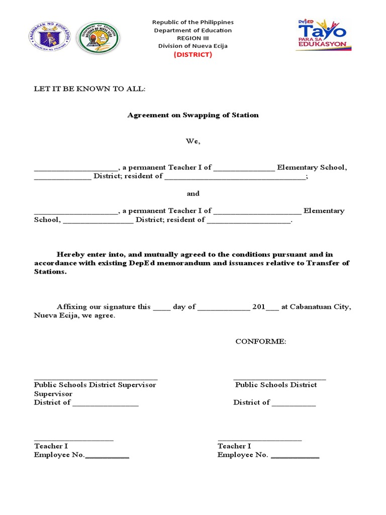 Agreement On Swapping of Station | PDF