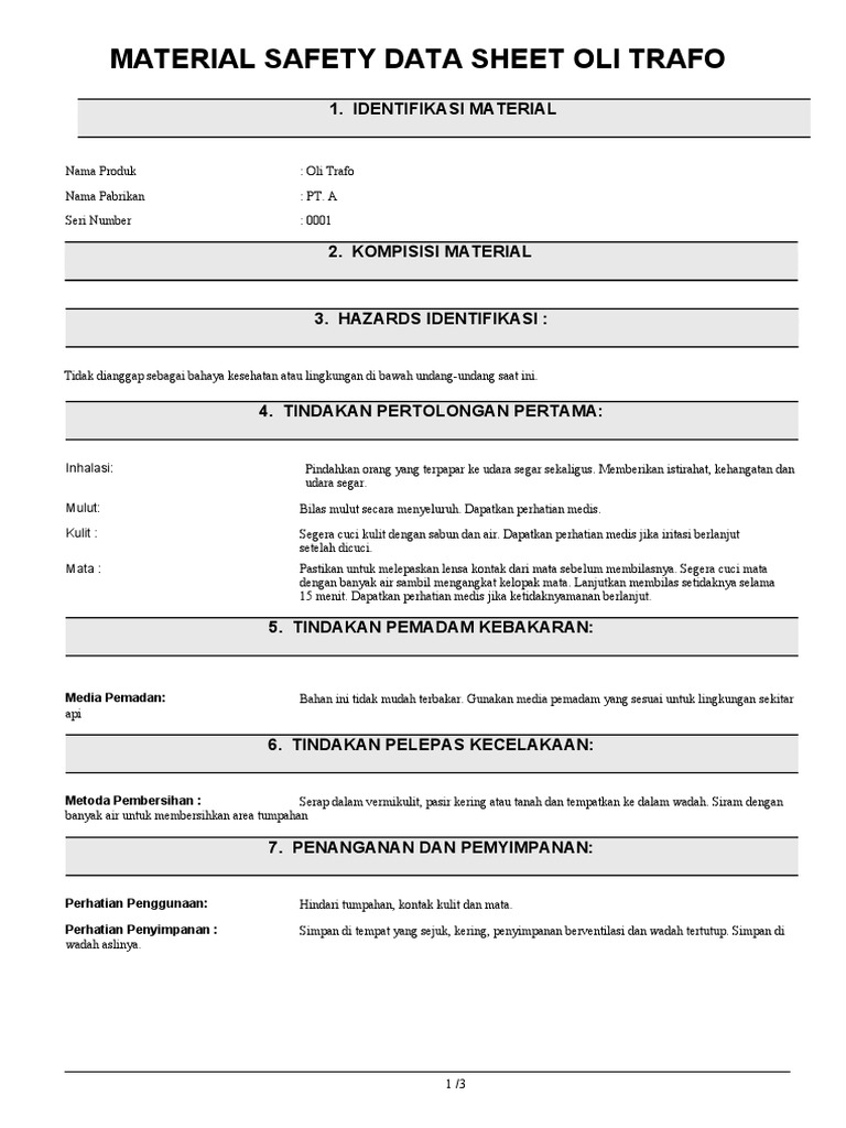 MSDS Dari Bahan Baku | PDF