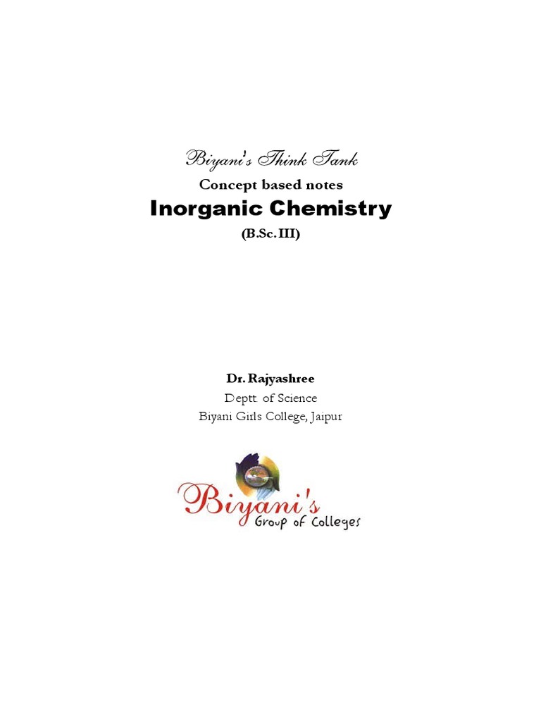 Inorganic Chemistry: Concept Based Notes | PDF | Coordination Complex ...