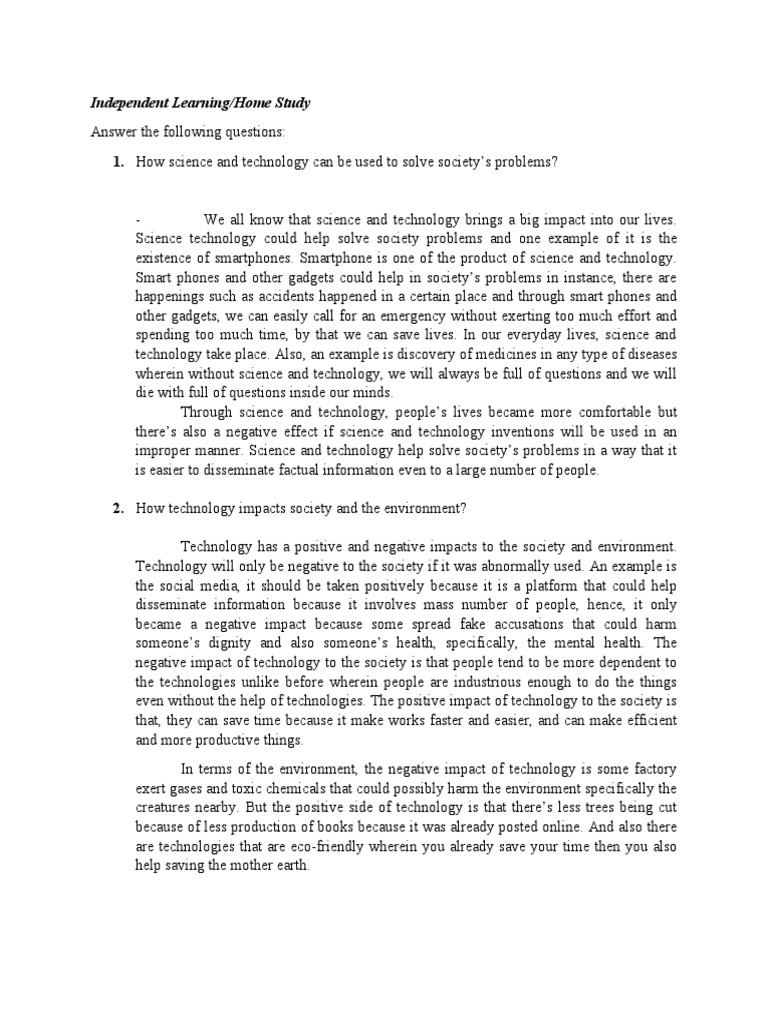 The Impact of Science and Technology on Society: An Analysis of How ...