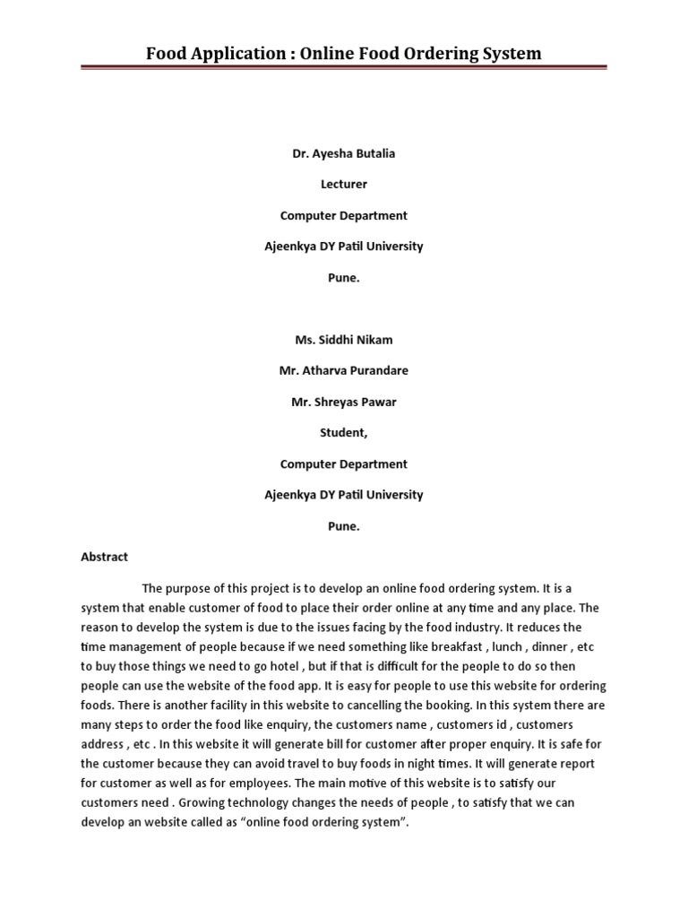 Online Food Ordering System Overview | PDF | System | User Interface