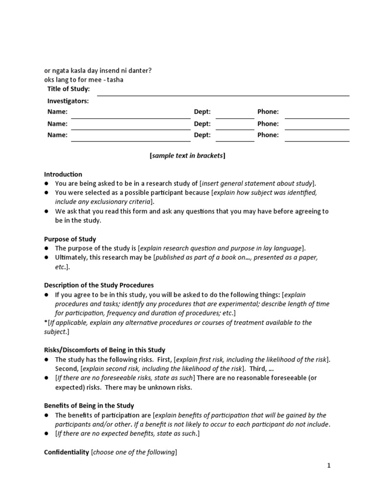 Survey Research Consent Form 34 | PDF | Institutional Review Board ...