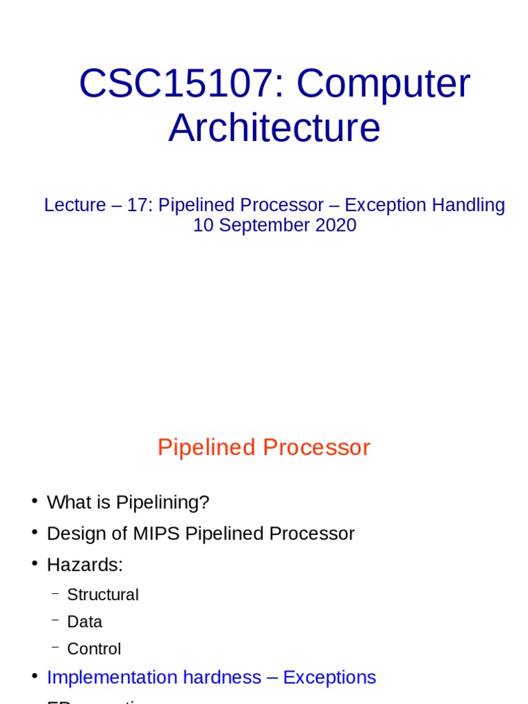 3 Pipelining Exceptions | PDF | Central Processing Unit | Electrical Engineering