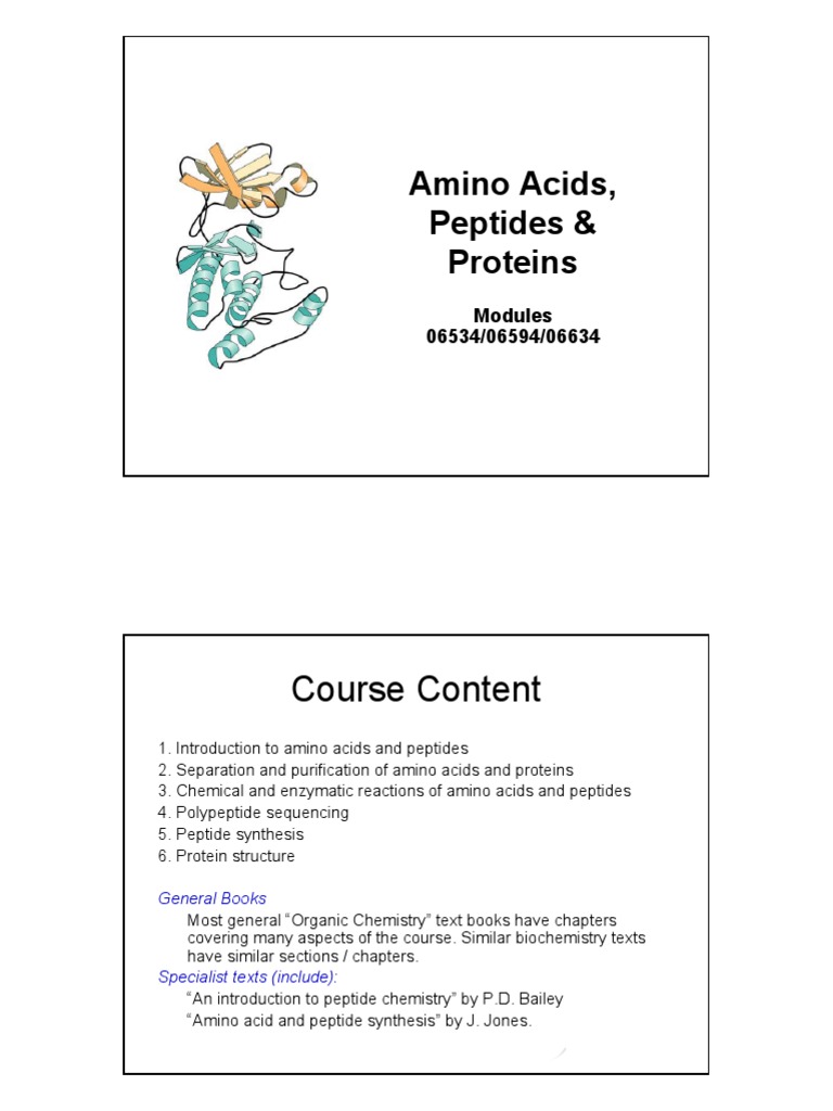 Amino Acids, Peptides & Proteins Modules 06534/06594/06634 | PDF | Amino Acid | Proteins
