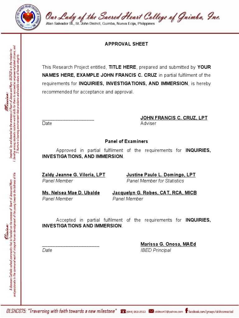 APPROVAL SHEET and Certification | PDF | Career & Growth