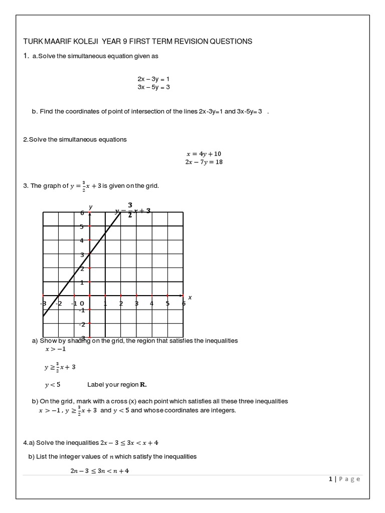 Year 9 Revision 1st Term Final | PDF | Area | Circle