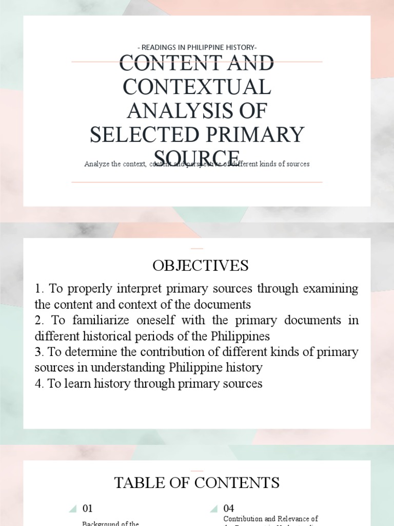 Content and Contextual Analysis of Selected Primary Source | PDF