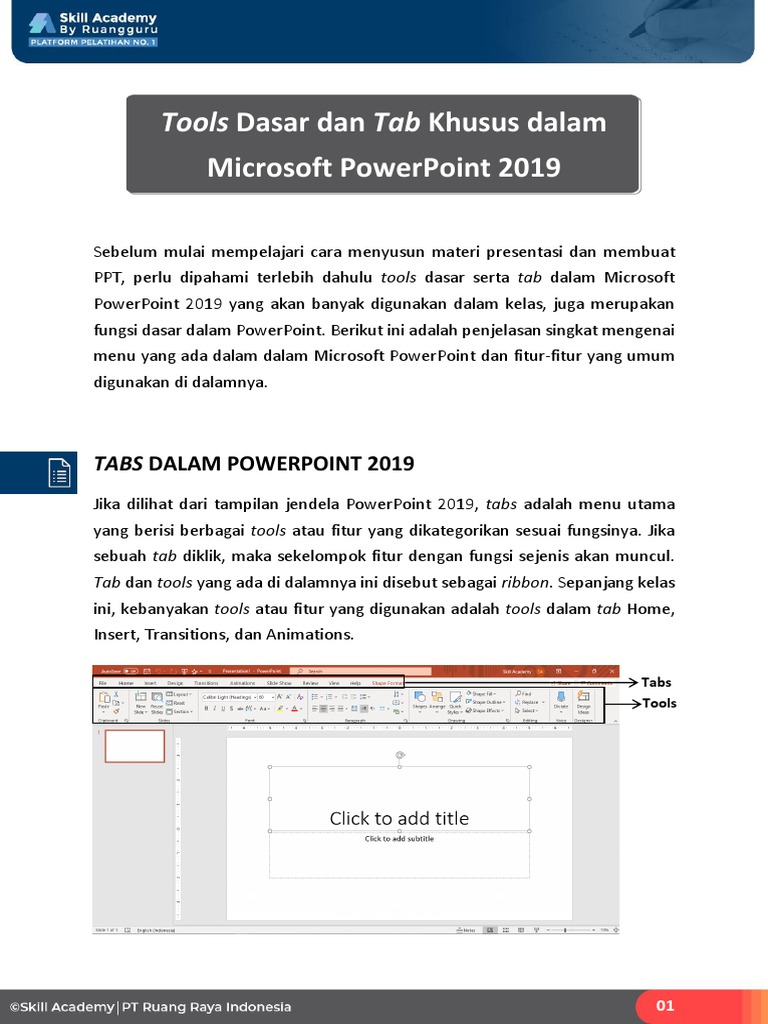 Tools Dasar Microsoft PowerPoint 2019 | PDF