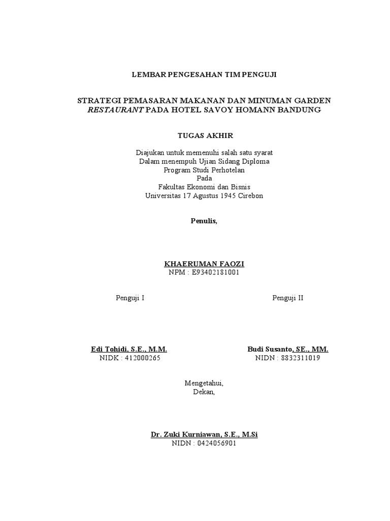 Lembar Pengesahan Penguji | PDF