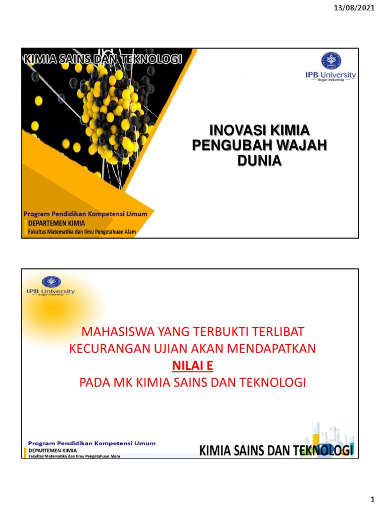 KIMST Pertemuan 1 - Invensi Kimia Pengubah Wajah Dunia - Agustus2021 | PDF