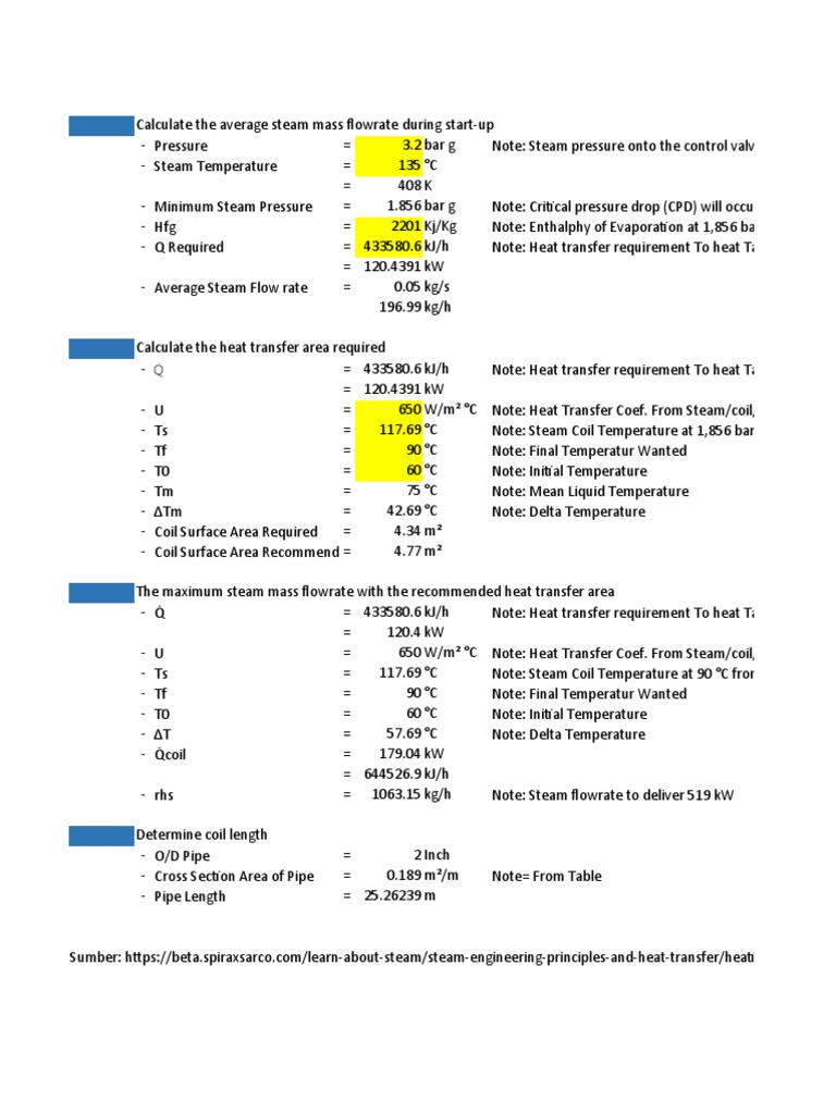Steam Coil Calculation | PDF | Steam | Heat Transfer