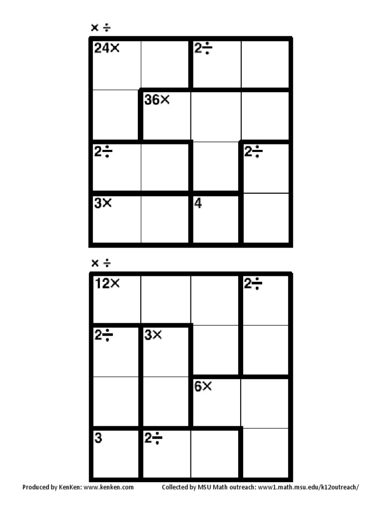 Kenken 4x4 Mult Div | PDF
