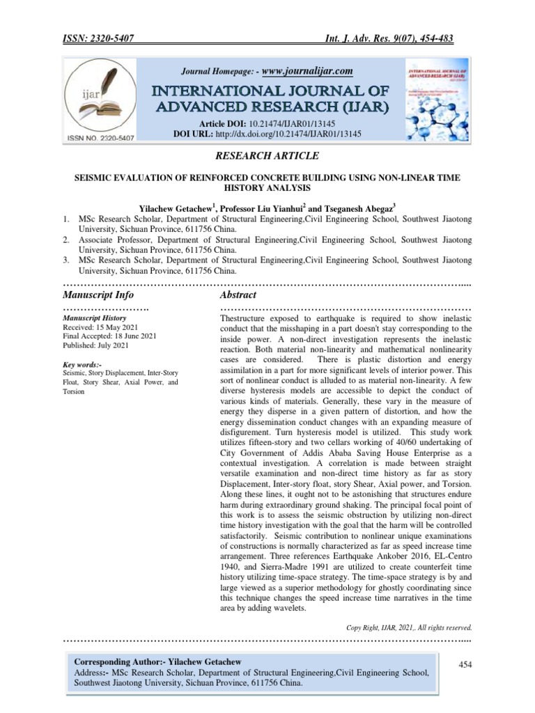 Seismic Evaluation Of Reinforced Concrete Building Using Non Linear