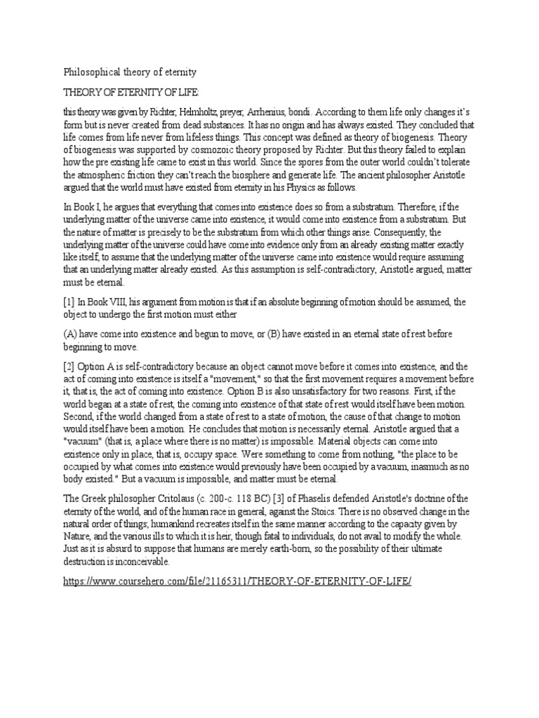 Philosophical Theory of Eternity | PDF | Metaphilosophy | Metaphysics