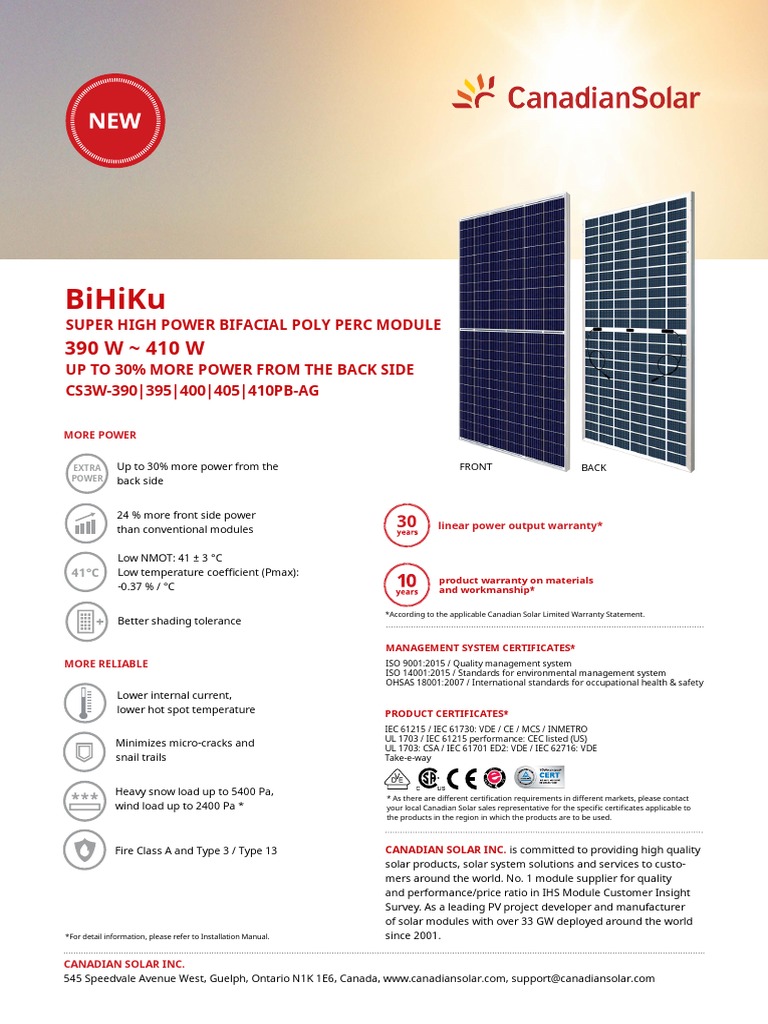 Canadian - Solar-Datasheet-BiHiKu - CS3W-PB-AG - High Efficiency ...