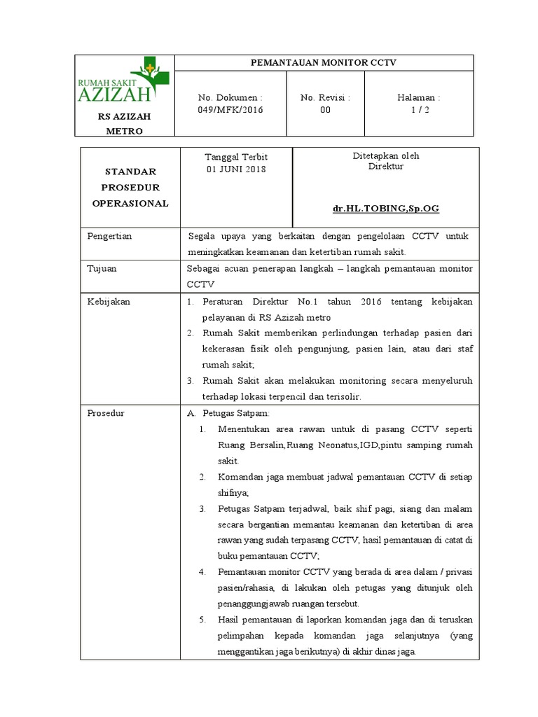 Spo Pemantauan Monitor CCTV | PDF