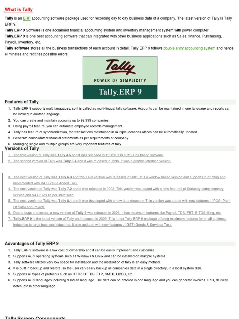 Tally Notes | PDF | Enterprise Resource Planning | Software