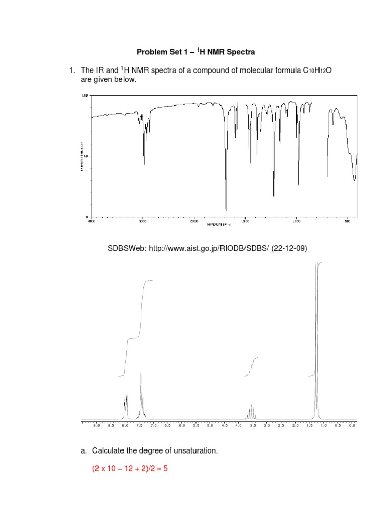 Problem Set 1 - NMR Spectra - Answers | PDF | Amine | Proton Nuclear ...