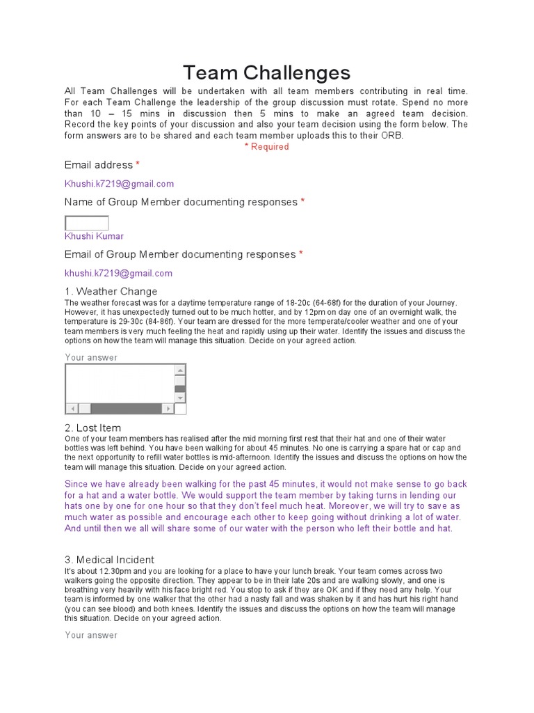 Team Challenges: Email Address | PDF | Career & Growth | Language Arts ...