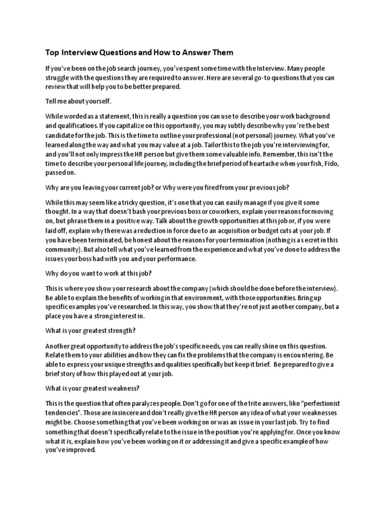 Top Interview Question | PDF | Communication | Cognition