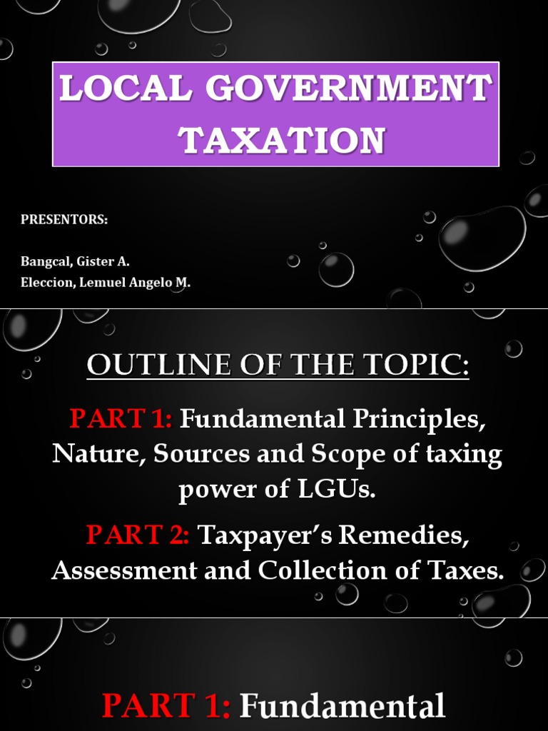 Local Government Taxation (Bangcal, Eleccion) - Presentation | PDF ...