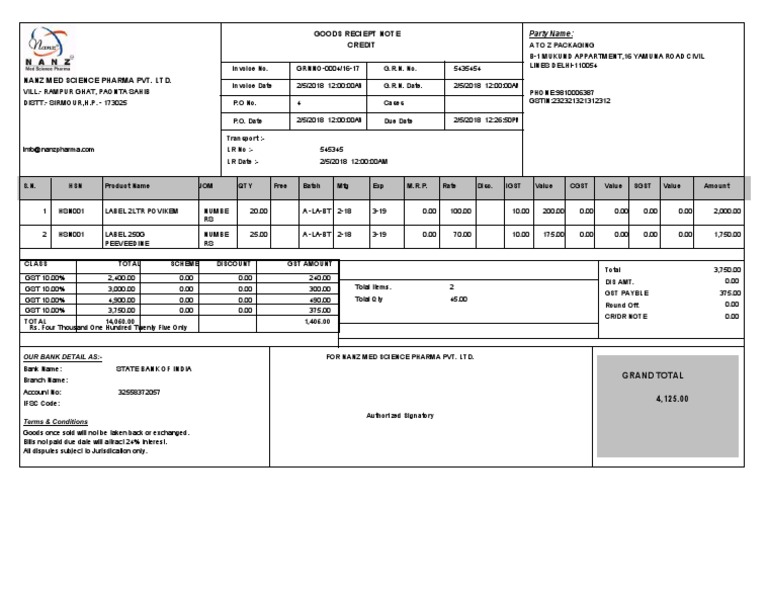 Goods Reciept Note | PDF | Economies | Government
