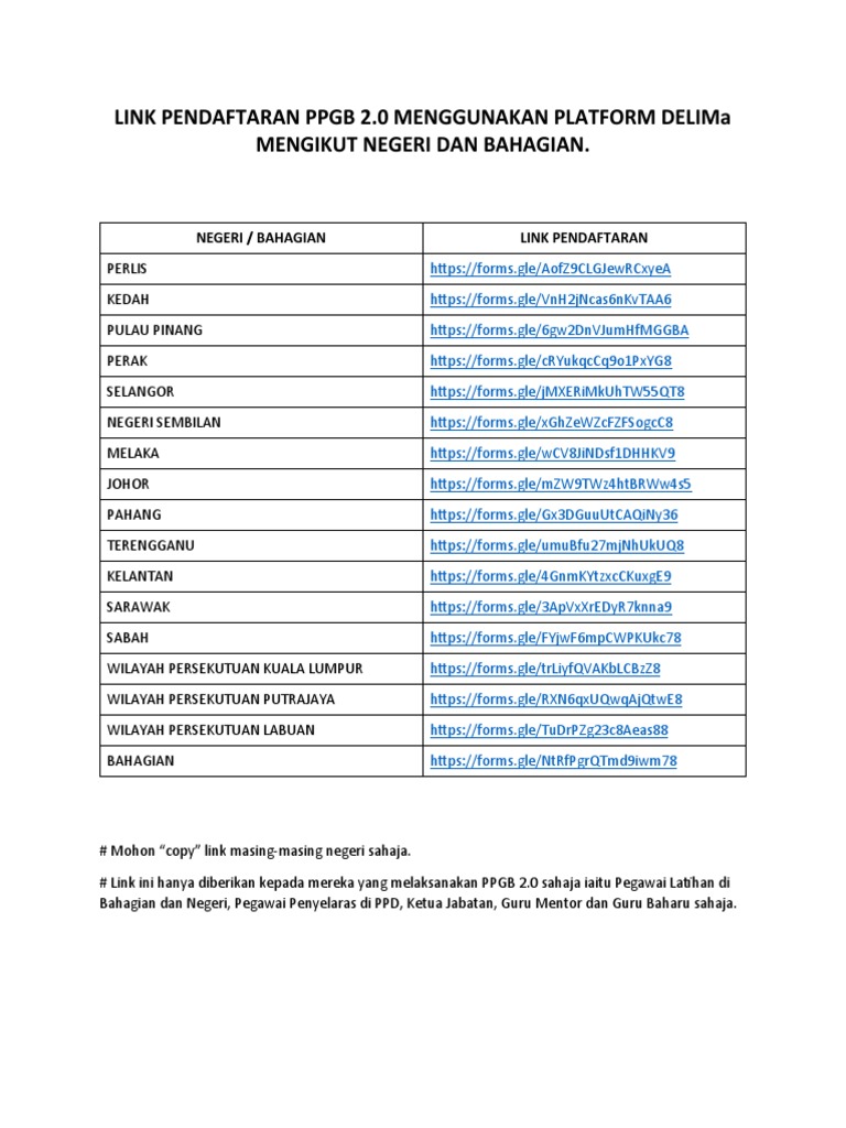 Link Pendaftaran PPGB 2.0 Menggunakan Platform Delima Mengikut Negeri ...