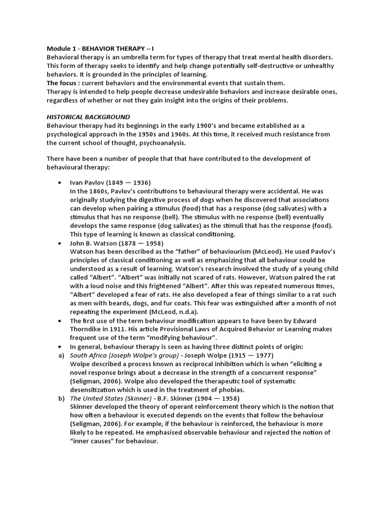 Module 1 Cbt Pdf Behaviour Therapy Reinforcement