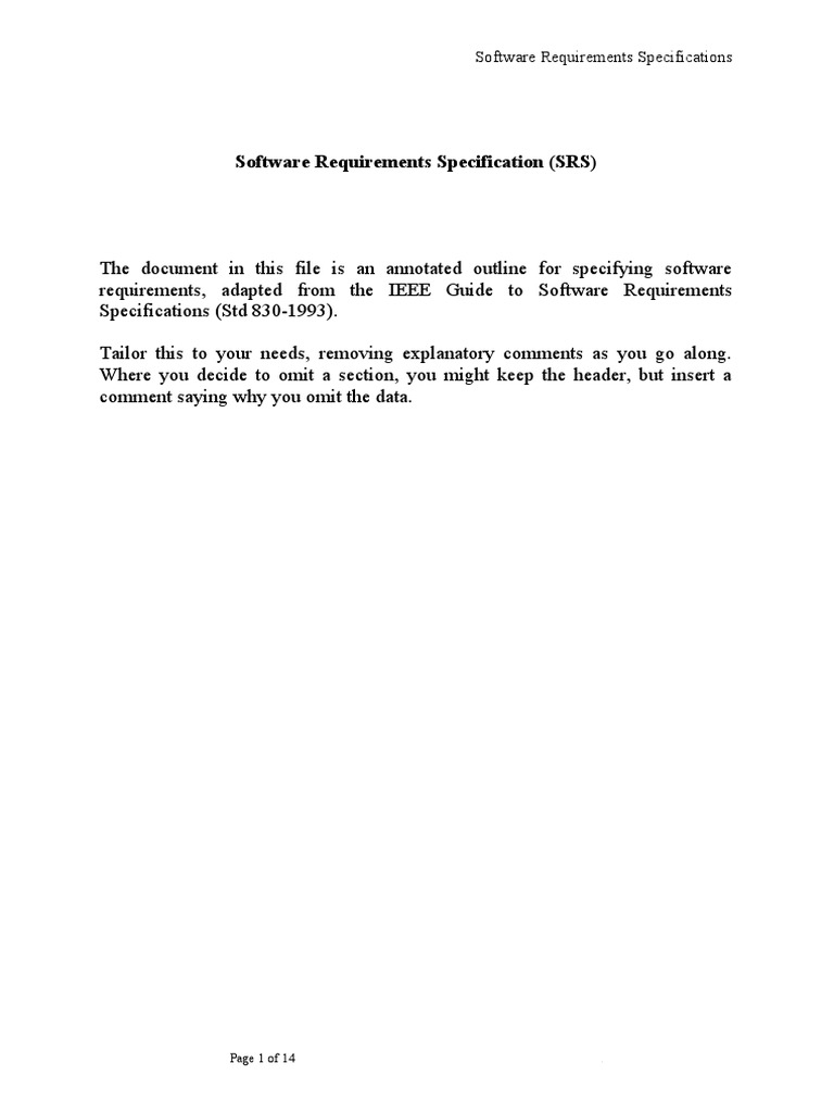 Software Requirements Specification (SRS) | PDF | Specification (Technical Standard ...