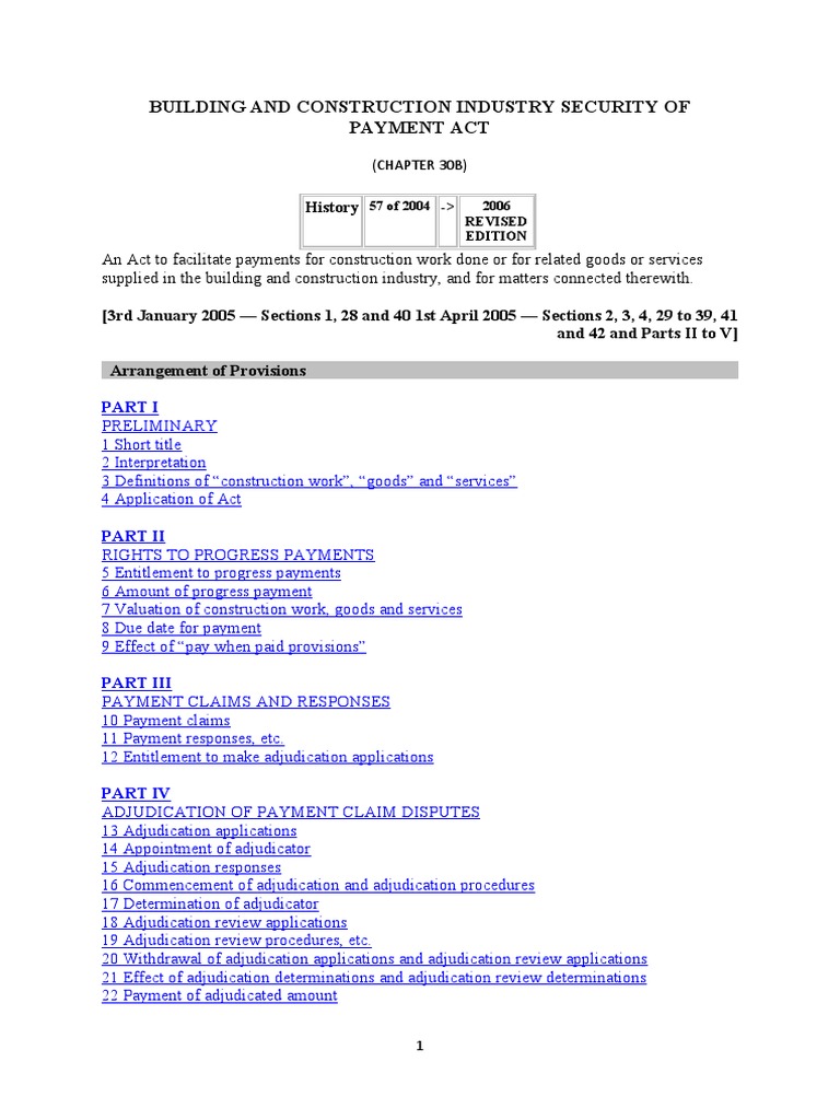 BCA Security of Payment Act | PDF | Adjudication | Public Law