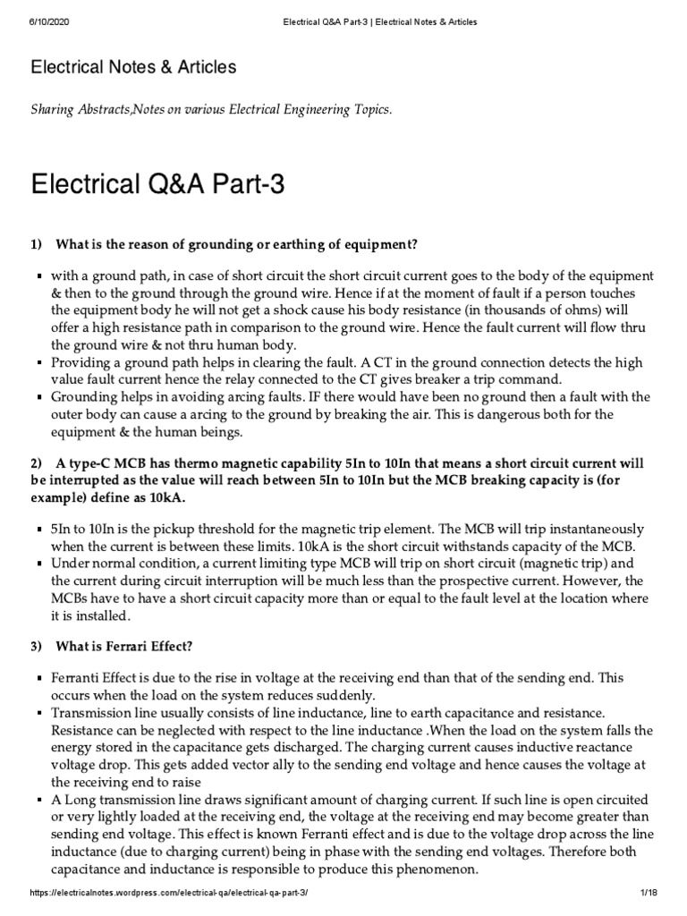 Electrical Q&A Part-3 - Electrical Notes & Articles | PDF | Transformer ...