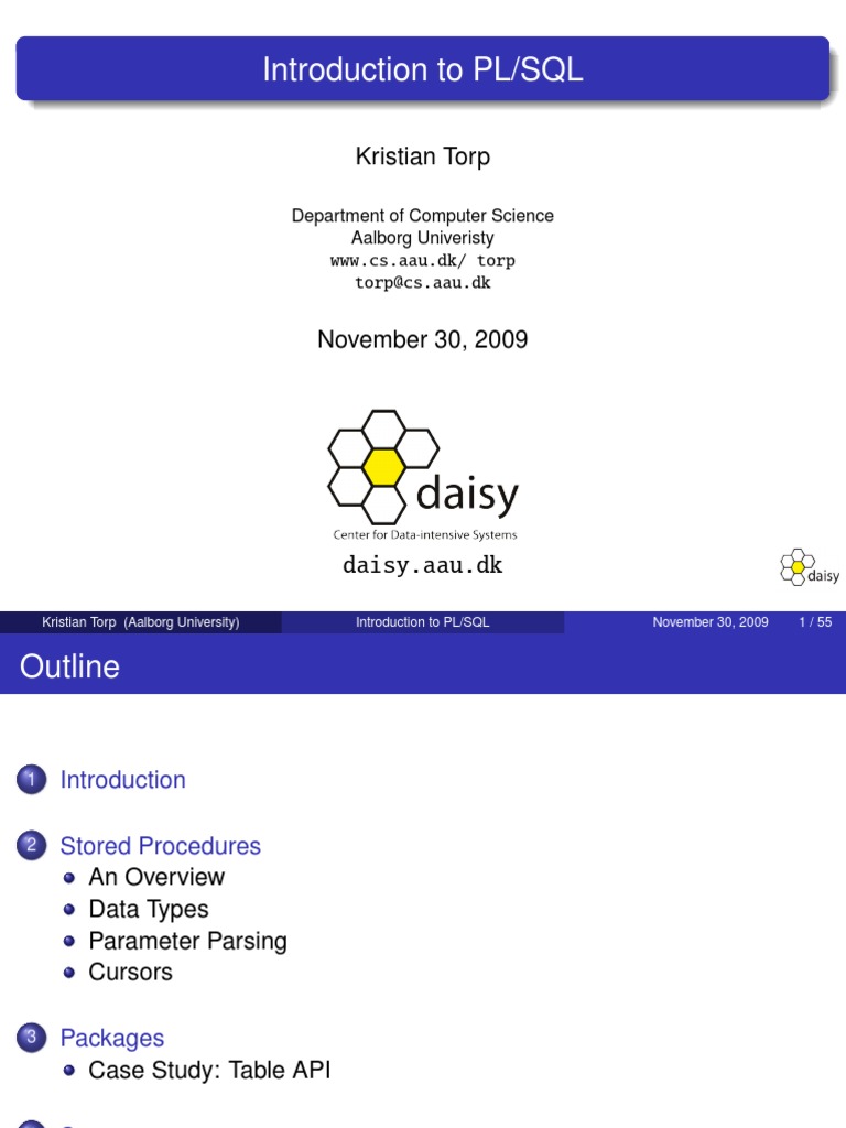 Introduction To PL/SQL: Kristian Torp | PDF | Pl/Sql | Sql