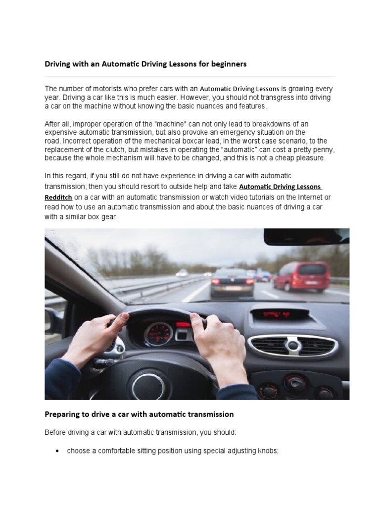 Driving With An Automatic Driving Lessons | PDF | Transmission ...