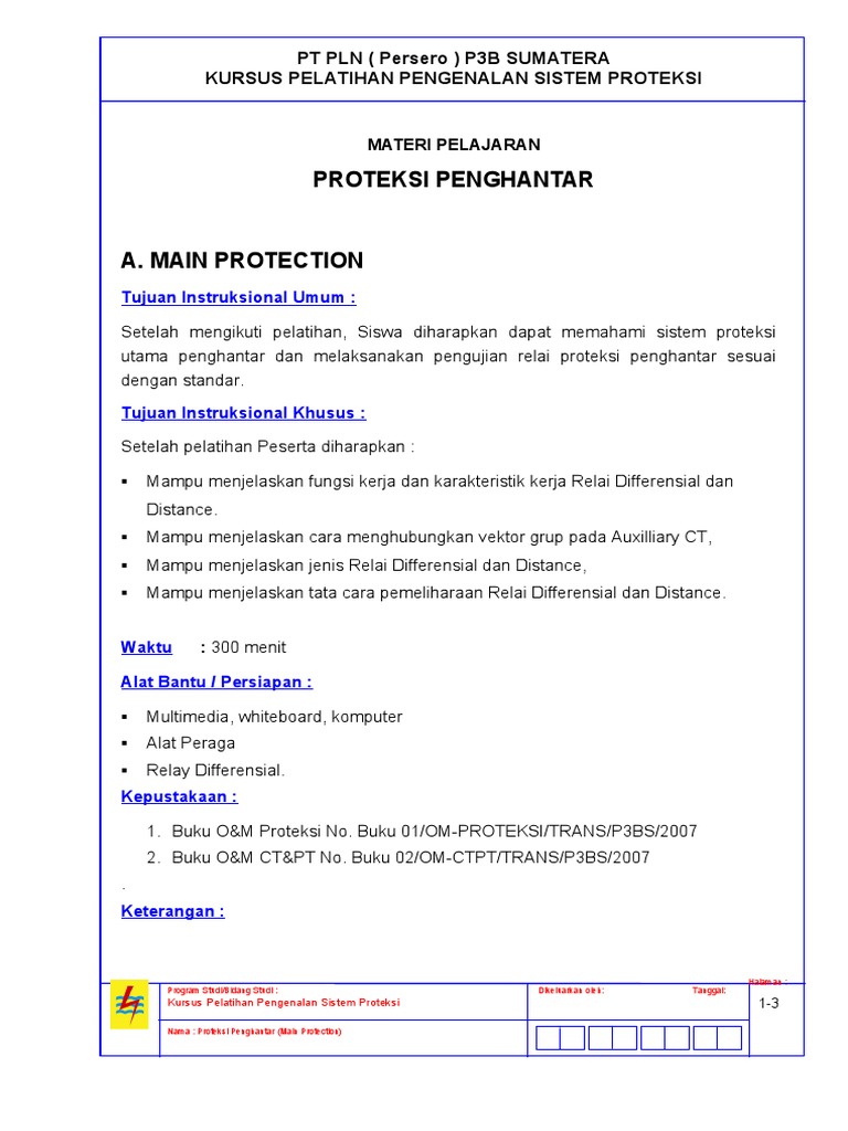 5.a. Proteksi Penghantar (MAIN PROTECTION) | PDF