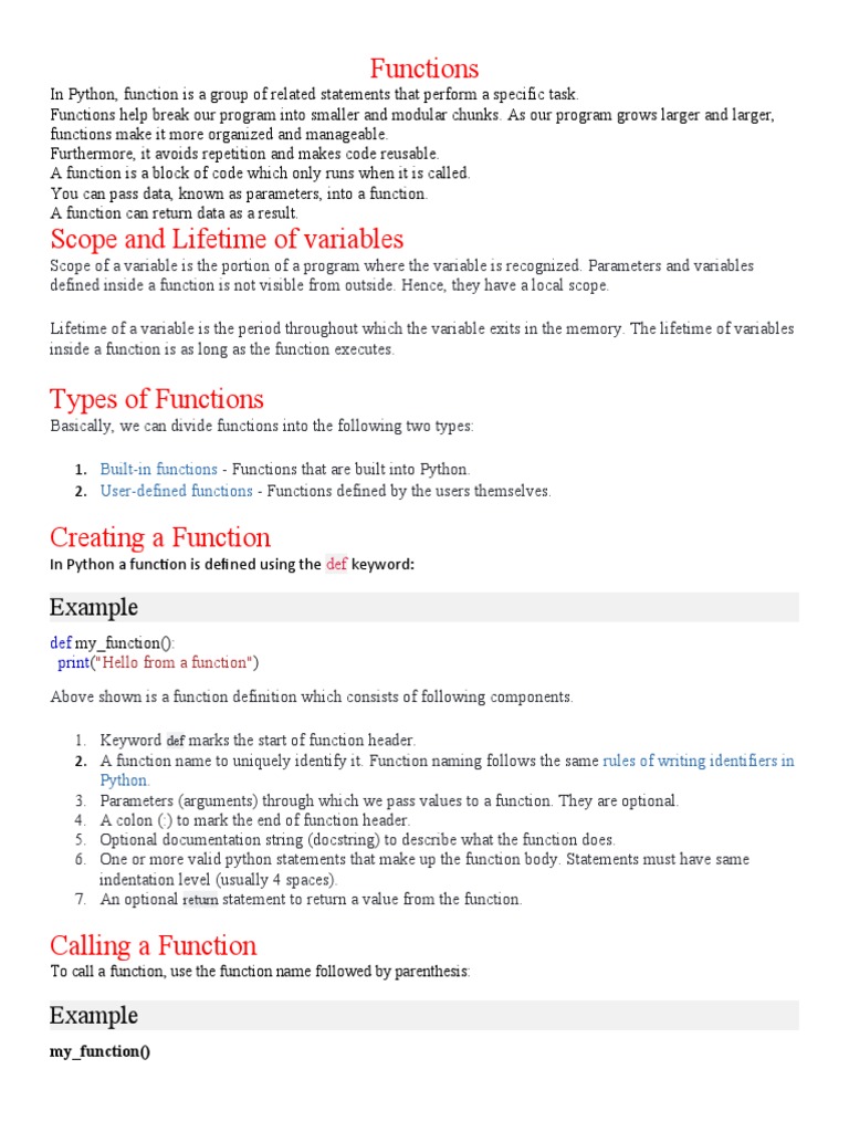 Python Day 4 Function Pdf Parameter Computer Programming Subroutine 