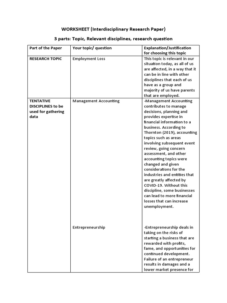 3.worksheet (IDR Paper) | PDF | Unemployment | Social Science