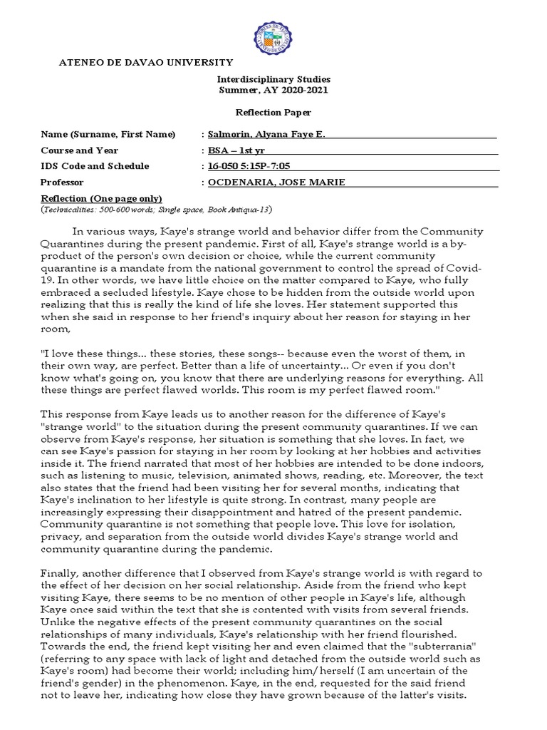 Reflection Paper 7 (No More Synthesis Paper) Not Final Pa | PDF ...